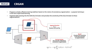 [CRGAN 리뷰] Consistency Regularization for Generative Adversarial Networks | PPT
