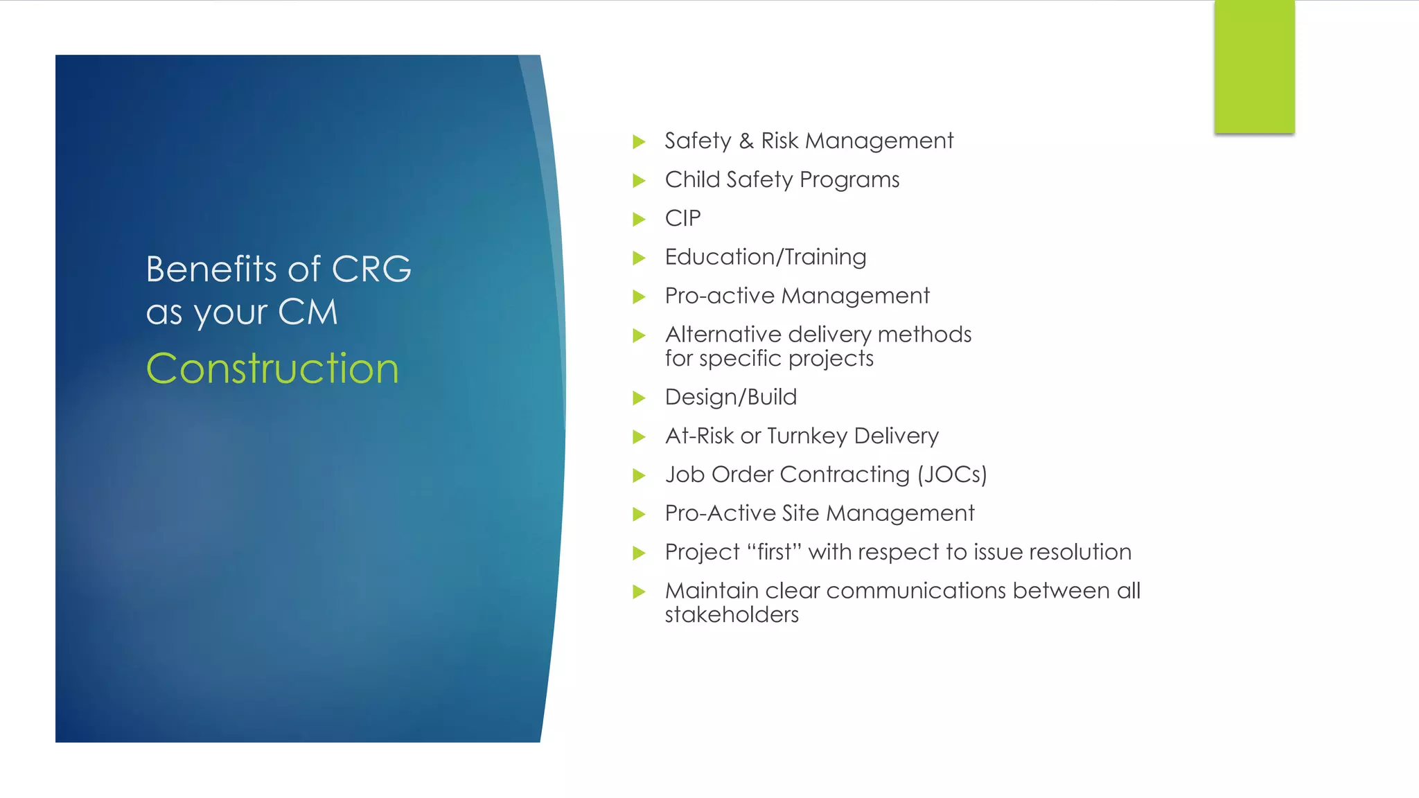 CRG DevCo's Construction Management Benefits | PDF