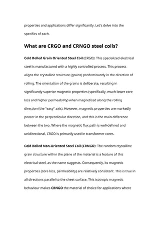 CRGO vs. CRNGO Understanding Grain-Oriented and Non-Oriented Electrical ...