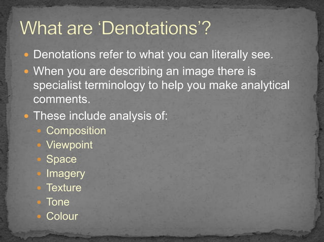 Photography: homework 2 denotative analysis | PPTX