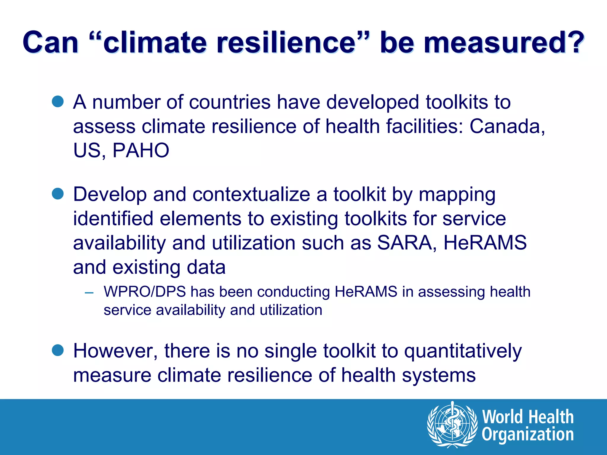 What does “climate-resilient health systems” and “GREEN and SMART ...