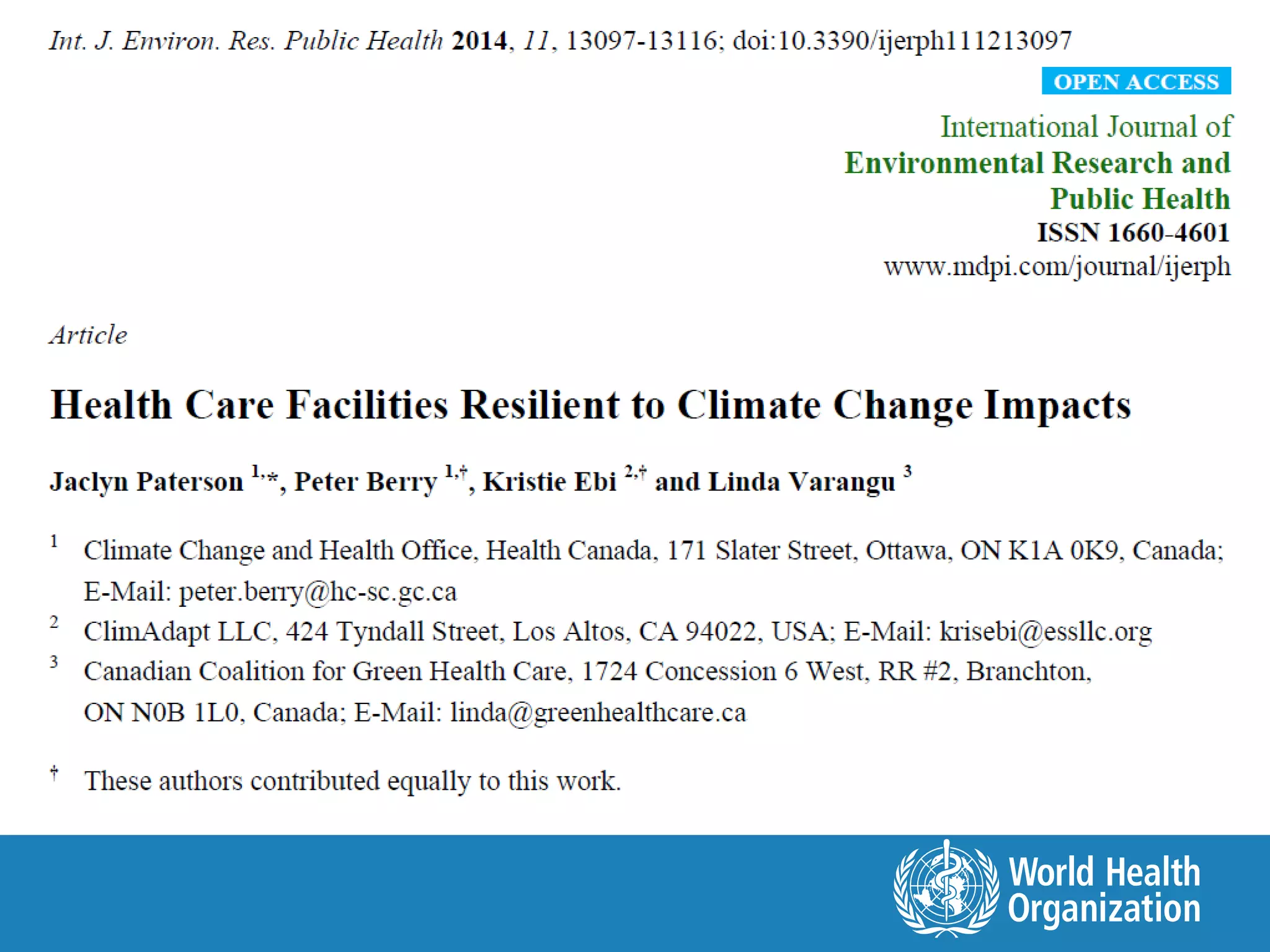 What does “climate-resilient health systems” and “GREEN and SMART ...
