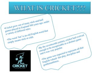 History Of Cricket | PPTX