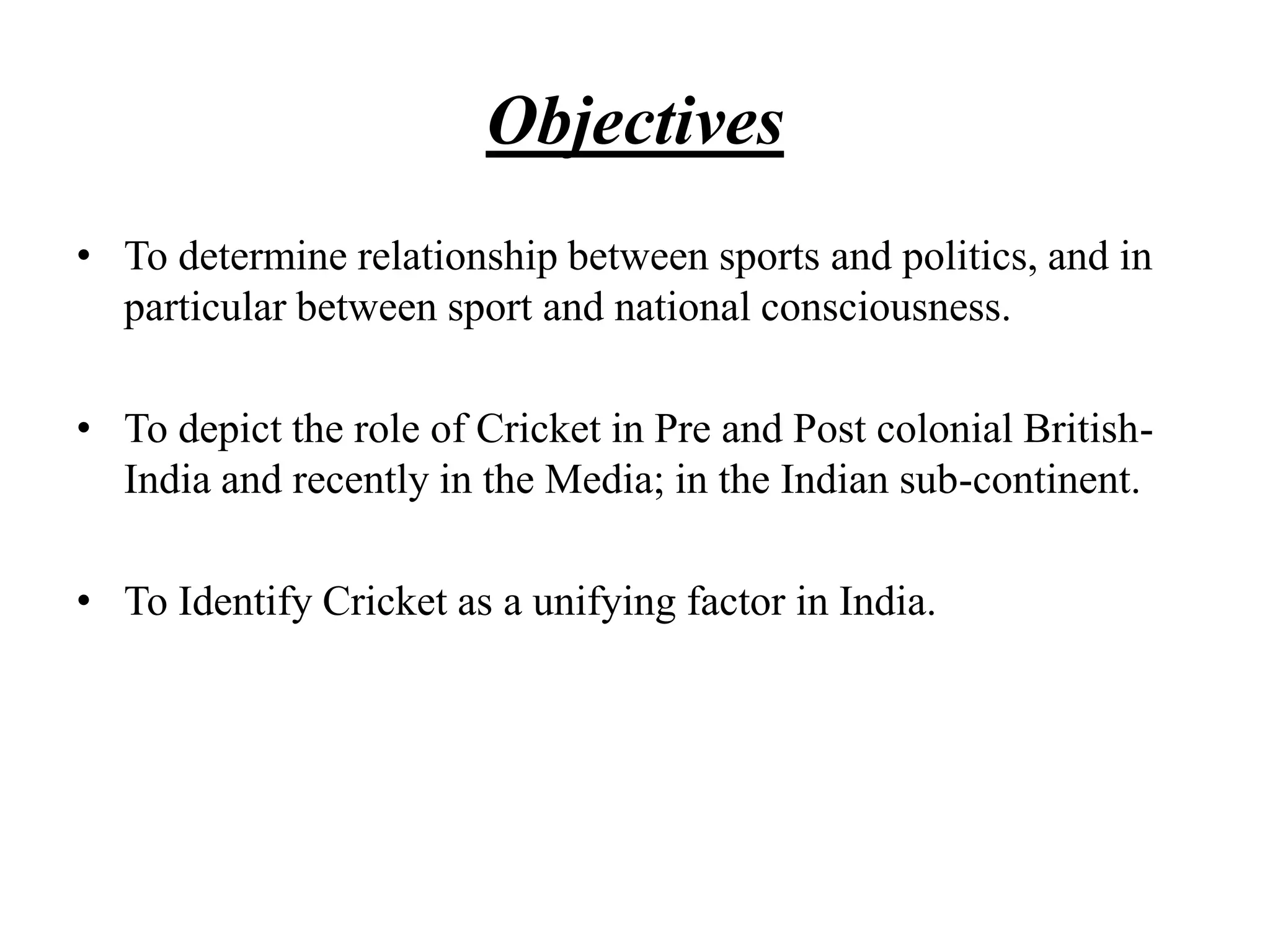 Research Paper: Cricket and Indian National Consciousness | PPTX