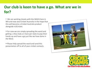 Cricket Champs - Presentation for Junior Cricket Clubs | PPT