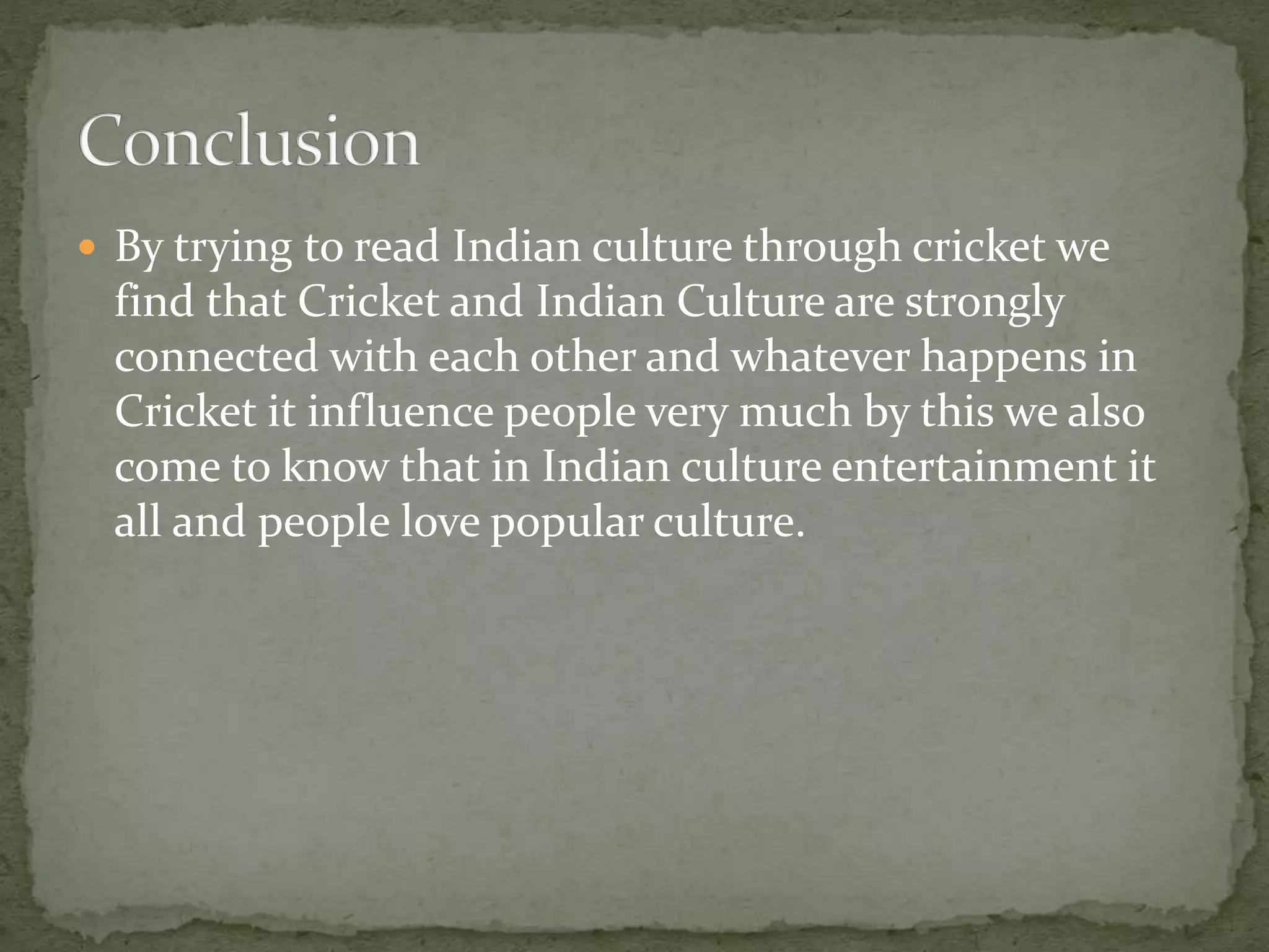 Cricket' in indian culture | PPTX