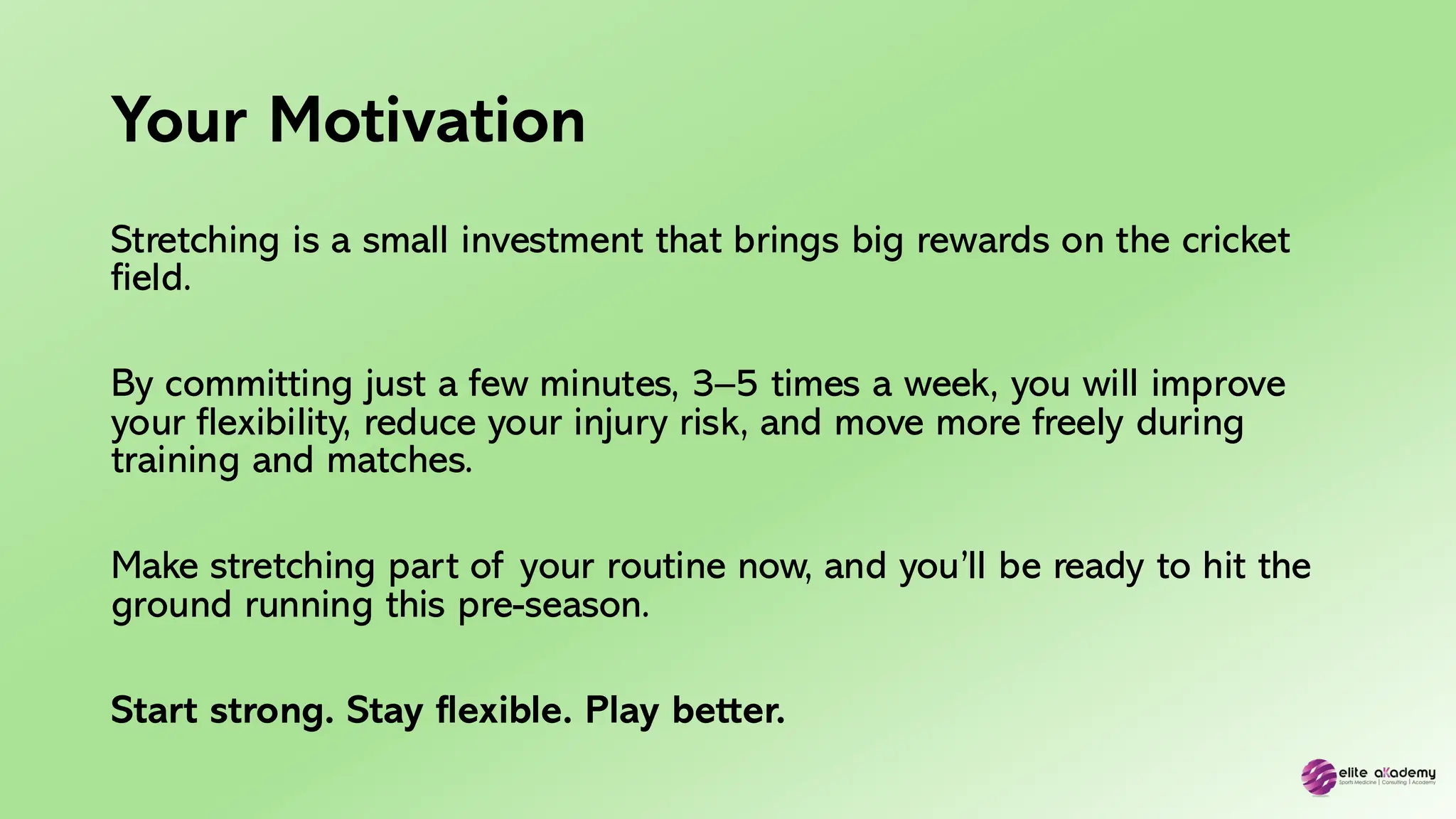 Pre-Season Stretching Guide for Club Cricketers | PDF