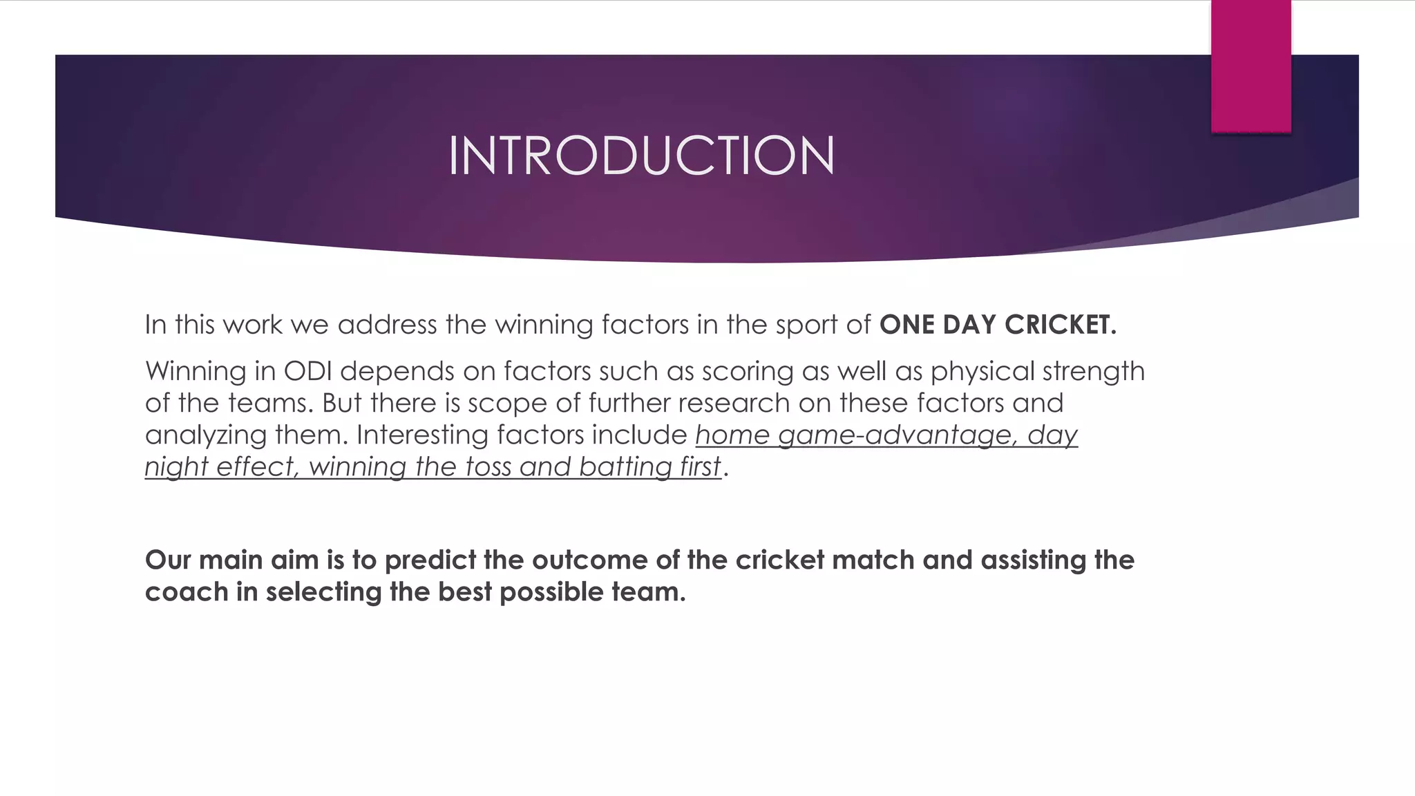Cricket predictor | PPTX
