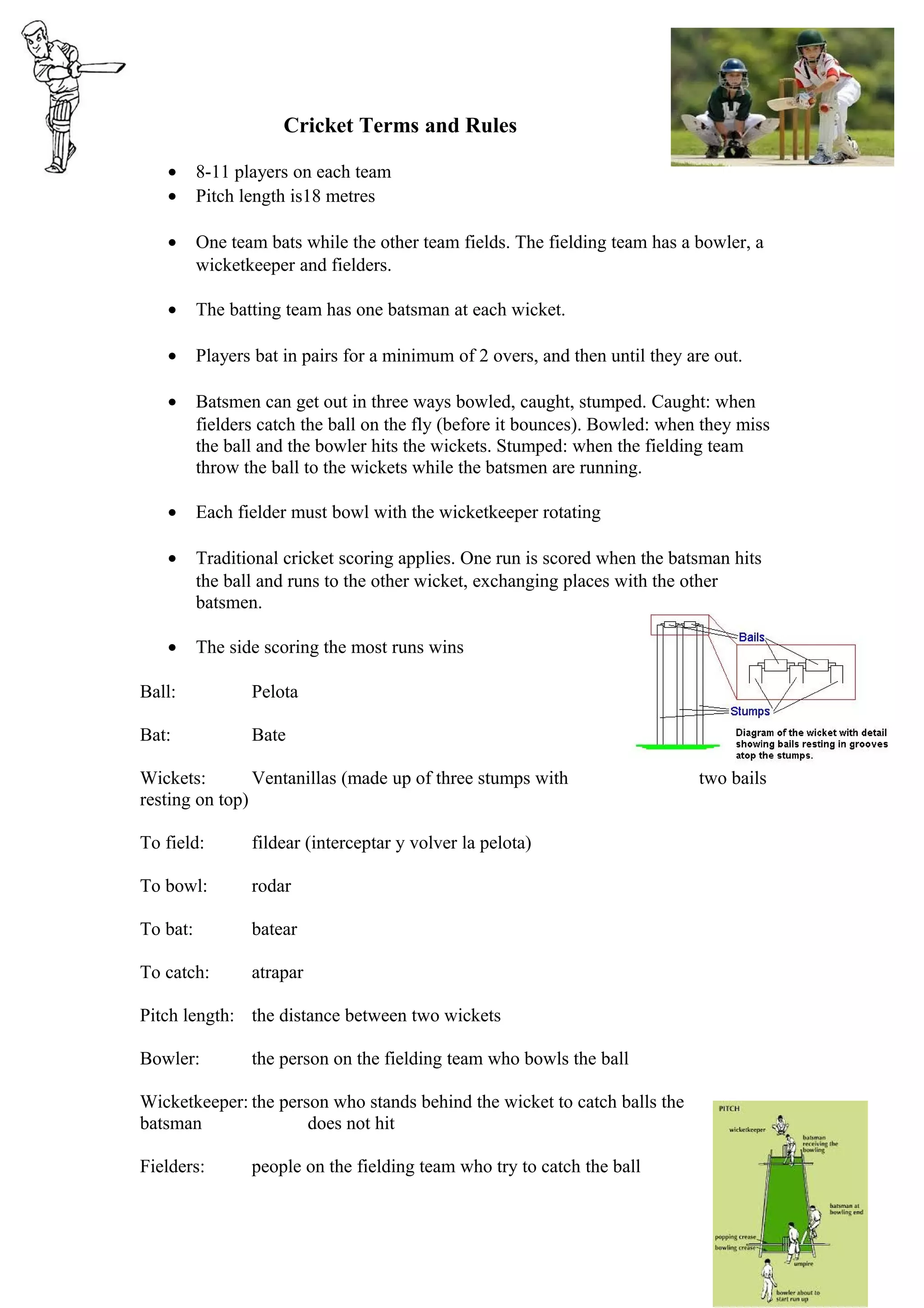 Cricket terms and rules | DOC