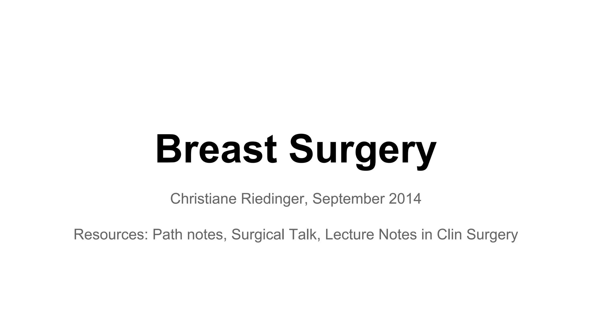Breast Surgery for Medical Finals | PDF
