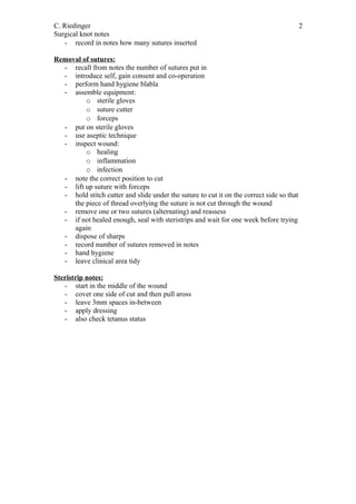 OSCE surgical knot / insertion of sutures protocol | DOC
