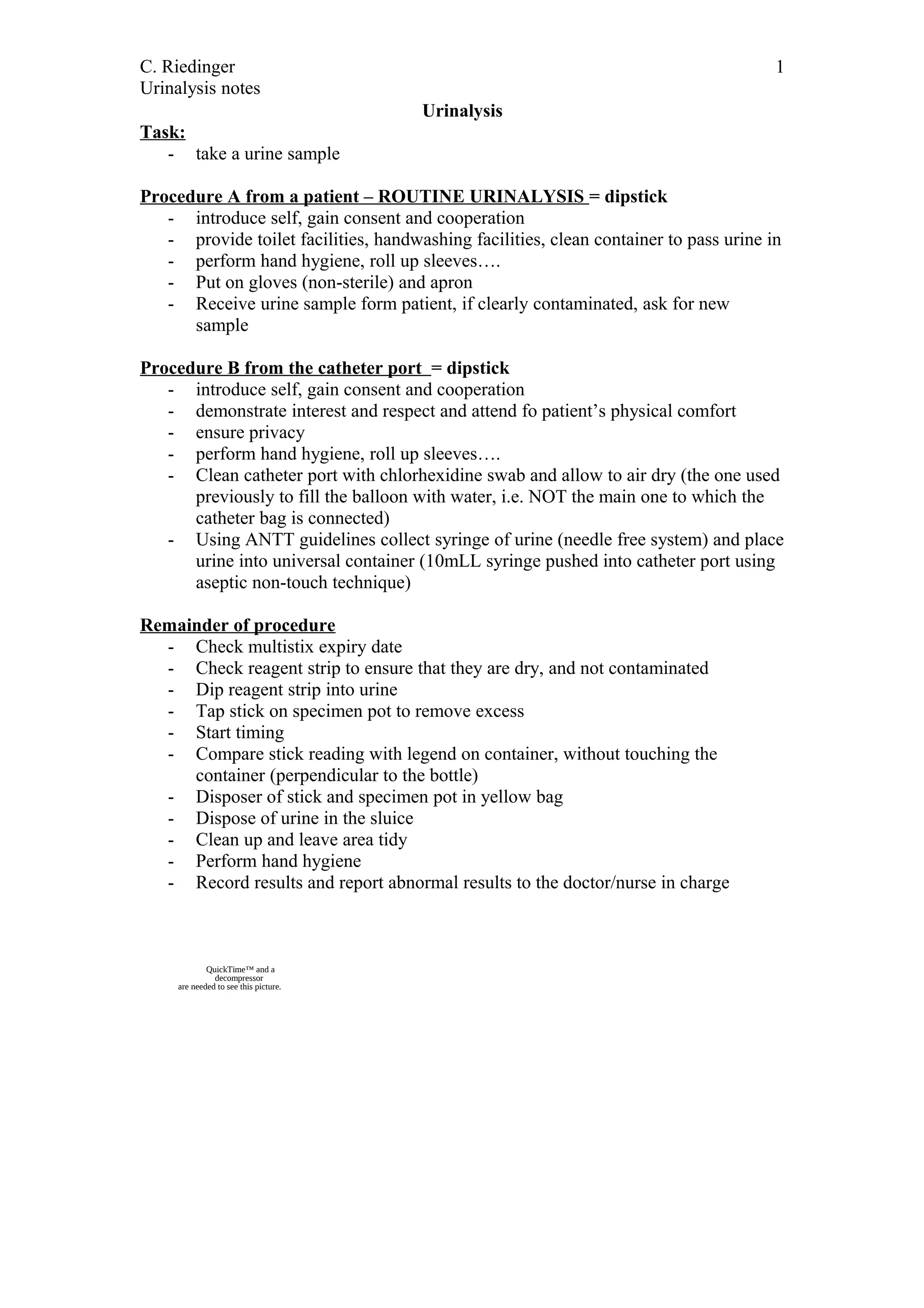 OSCE urinalysis protocol | DOC