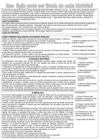 Crie uma moral da historia para cada texto 1a aula | DOC