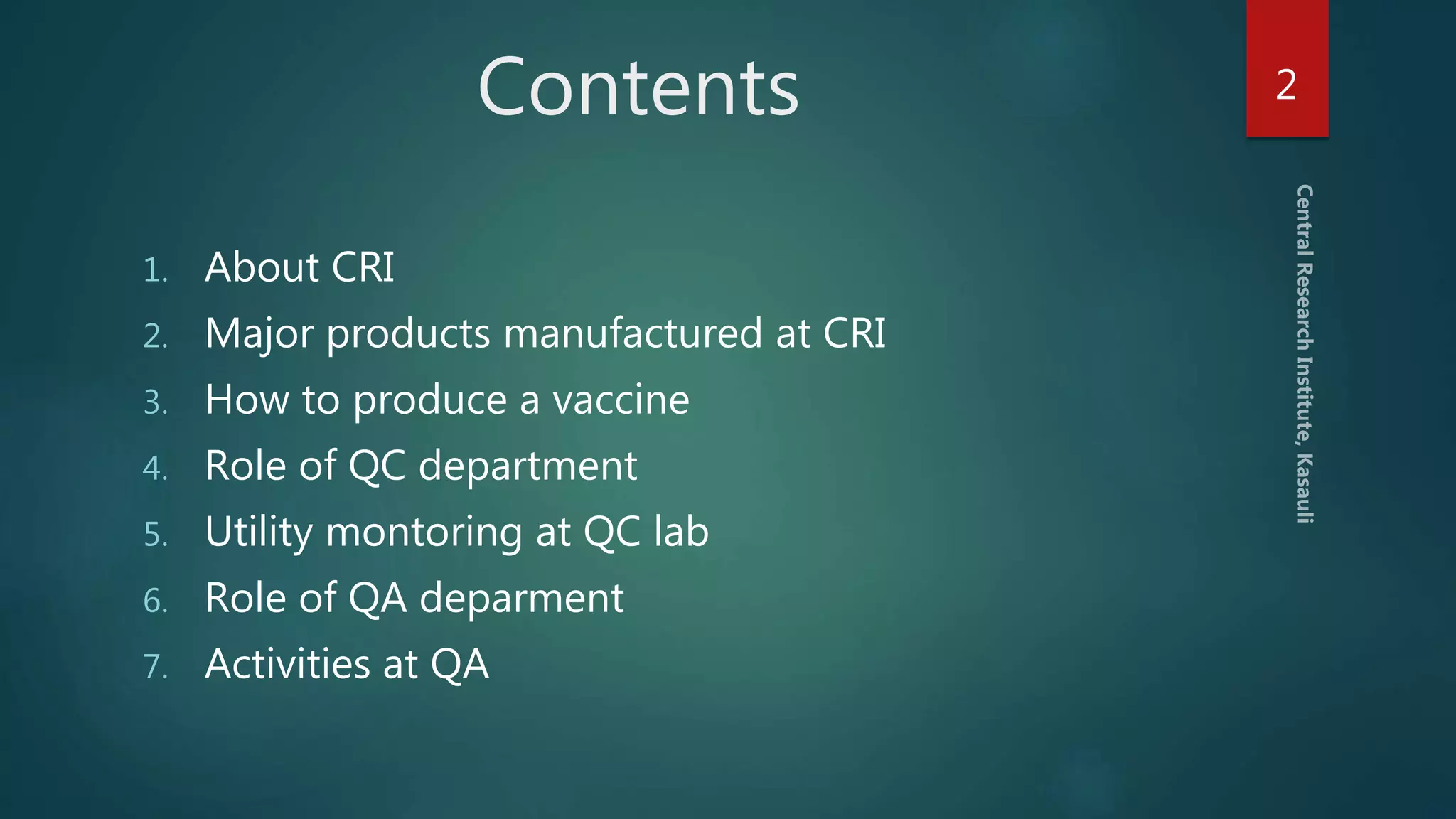 Central Research Institute (CRI), Kasauli Summer Training | PPTX