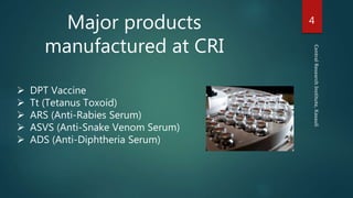 Central Research Institute (CRI), Kasauli Summer Training | PPTX