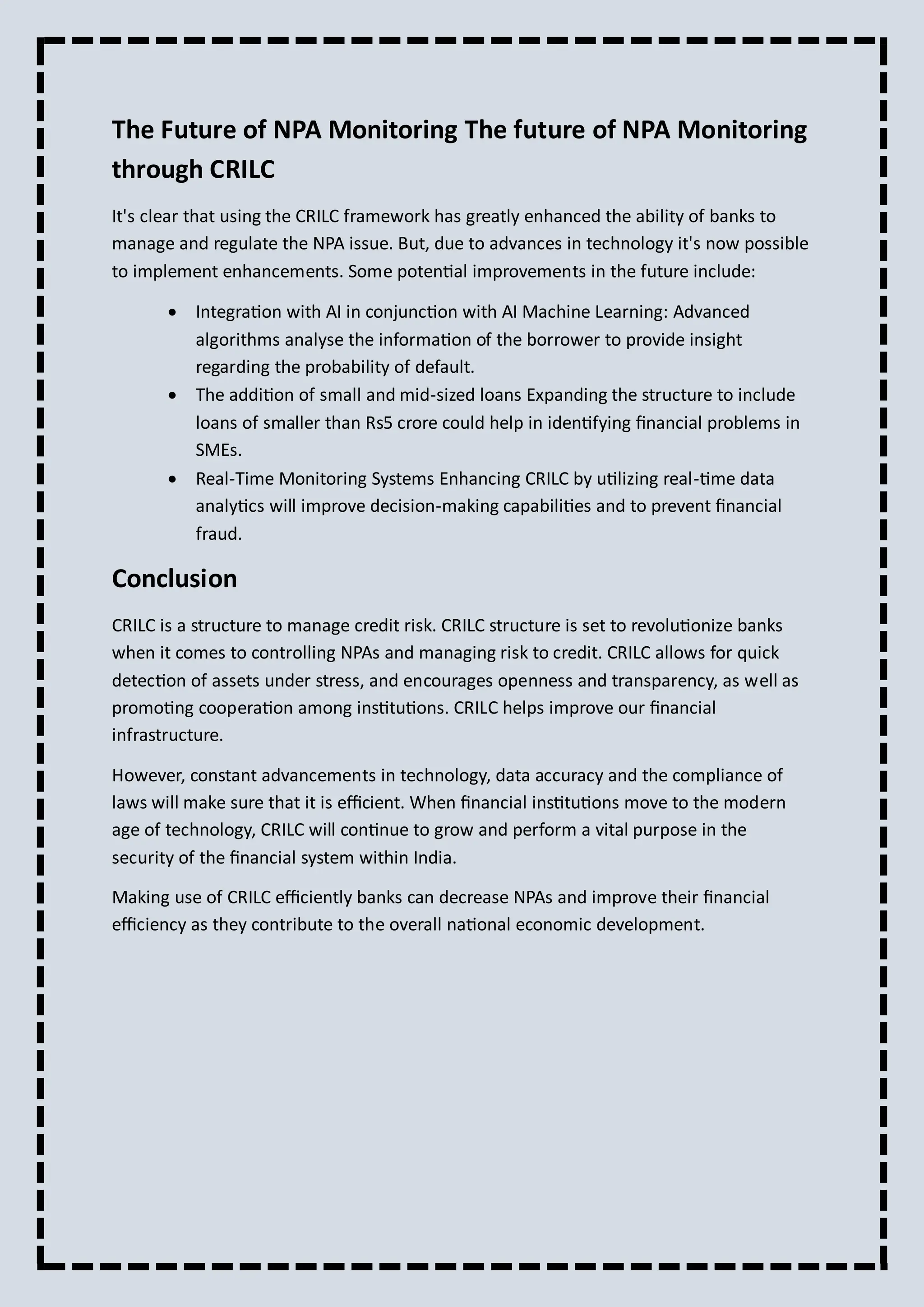 CRILC Framework: A Tool for Financial Institutions to Monitor NPAs | PDF