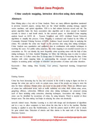 Crime analysis mapping, intrusion detection using data mining | PDF
