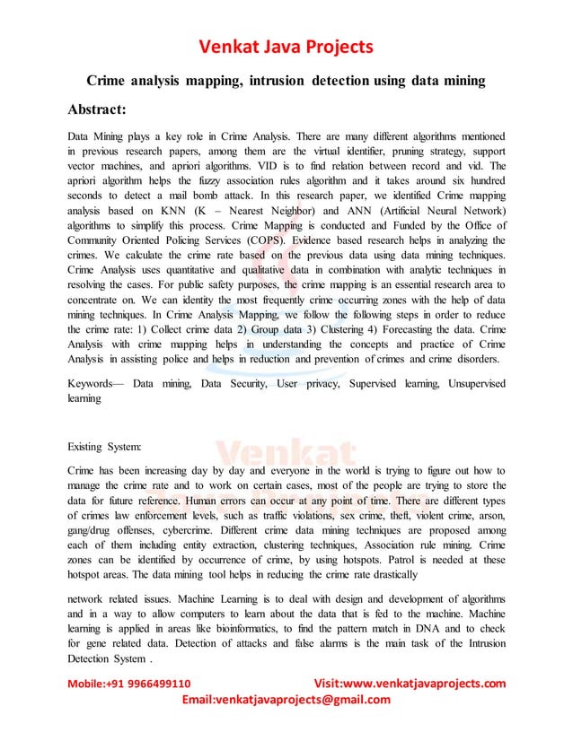 Crime analysis mapping, intrusion detection using data mining | PDF