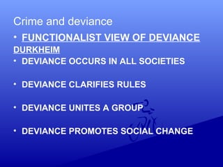 Crime and deviance | PPT | Crime & Harmful Acts to Individuals, Society ...