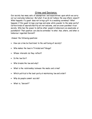 Crime and deviance worksheet quest. | DOCX