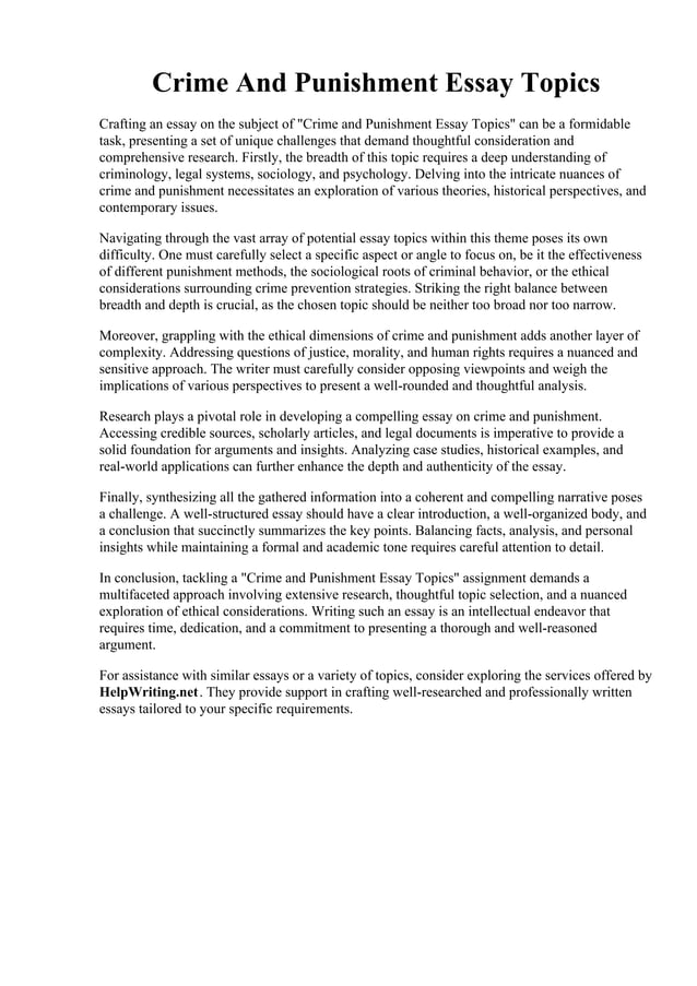 Crime And Punishment Essay Topics | PDF