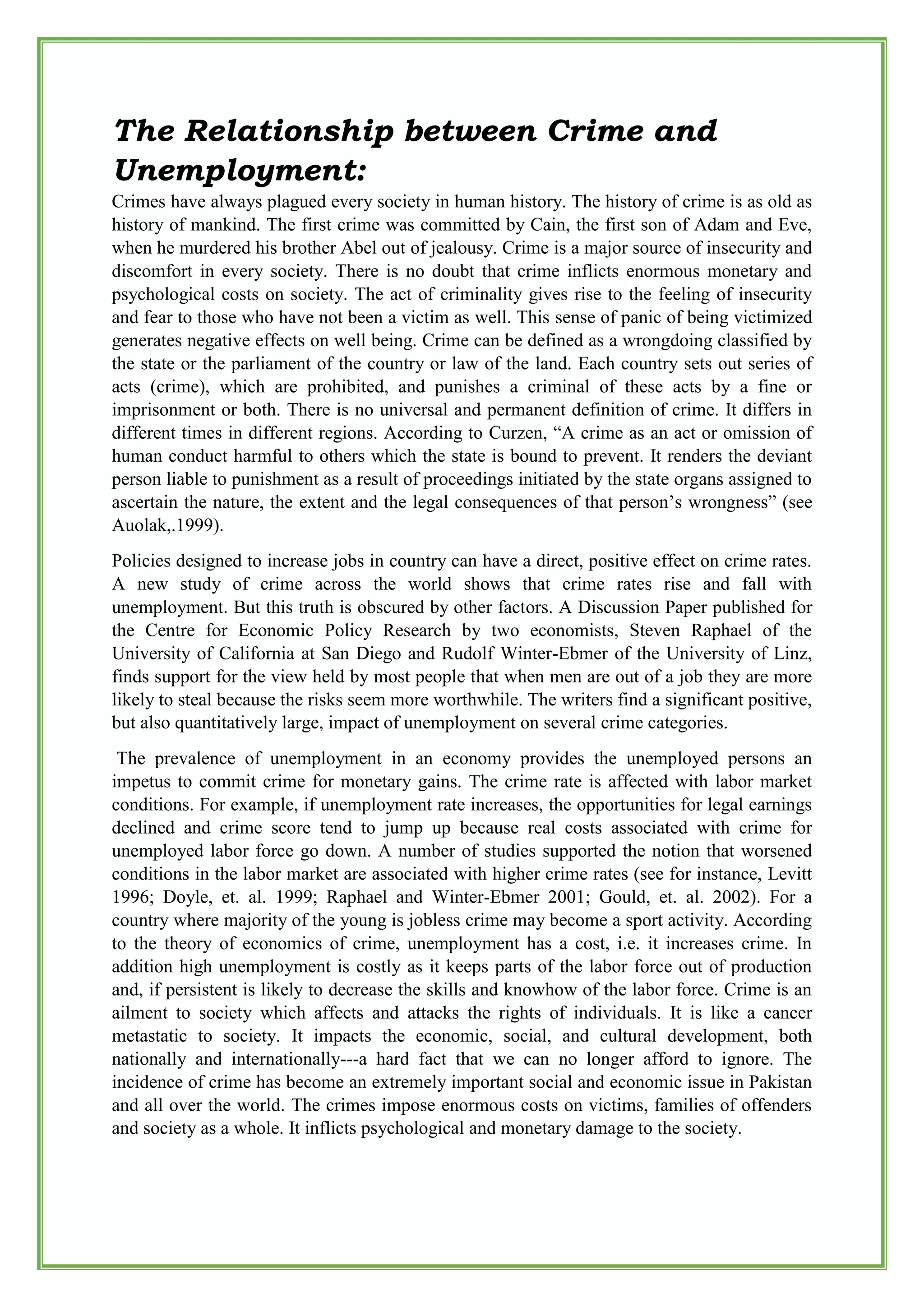 Crime and unemployment | PDF