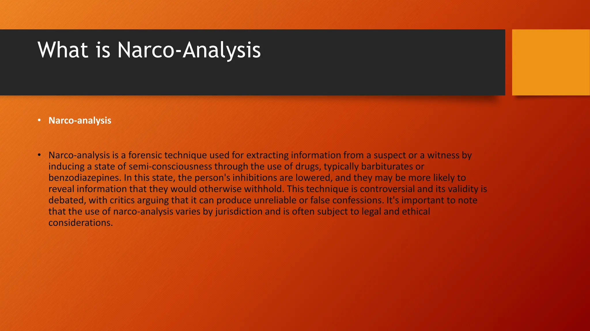 Crime Detection/Prevention and Narco-Analysis Test | PPTX