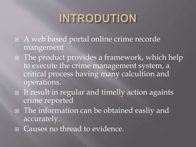 Crime file system | PPTX | Operating Systems | Computer Software and Applications