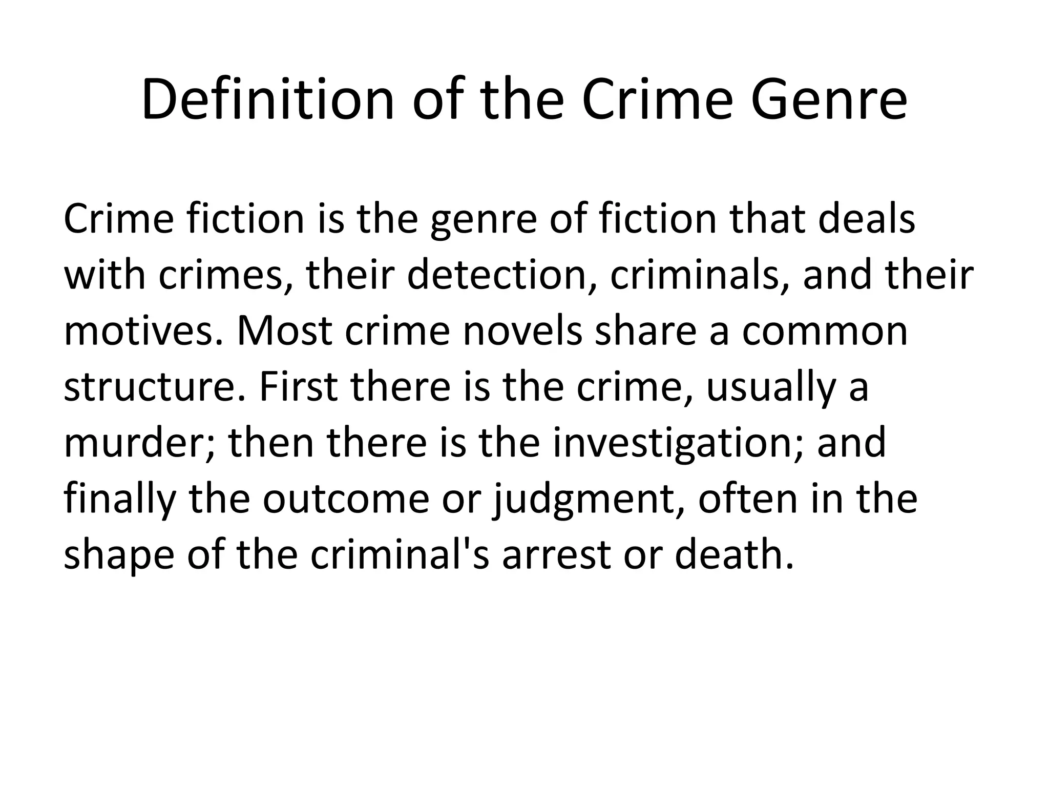 Crime Genre Timeline | PPT