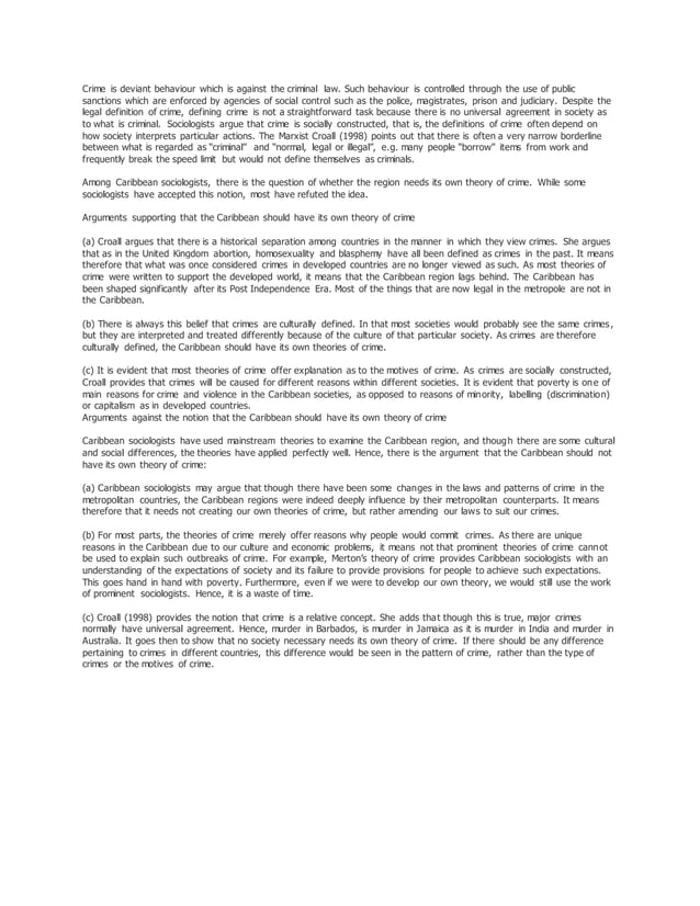 Crime is deviant behaviour which is against the criminal law | PDF