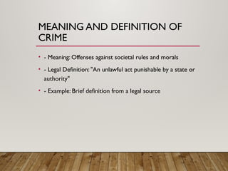 Crime: A sociological Preview for Nurses | PPTX