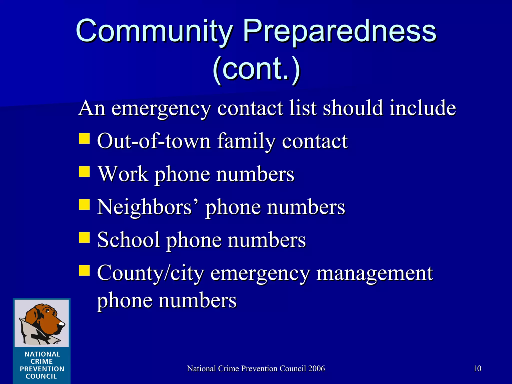 Crime Prevention and Community Preparedness | PPT