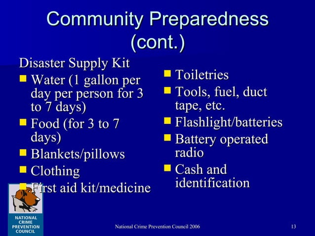 Crime Prevention and Community Preparedness | PPT