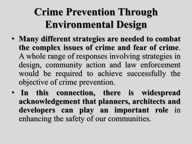 Crime prevention through environmental design I | PPTX | Crime ...