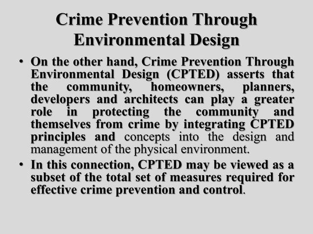 Crime prevention through environmental design I | PPTX | Crime ...