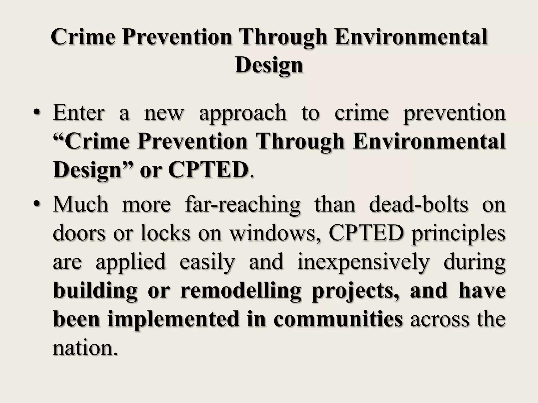 Crime Prevention Through Environmental Design 1 | PPTX