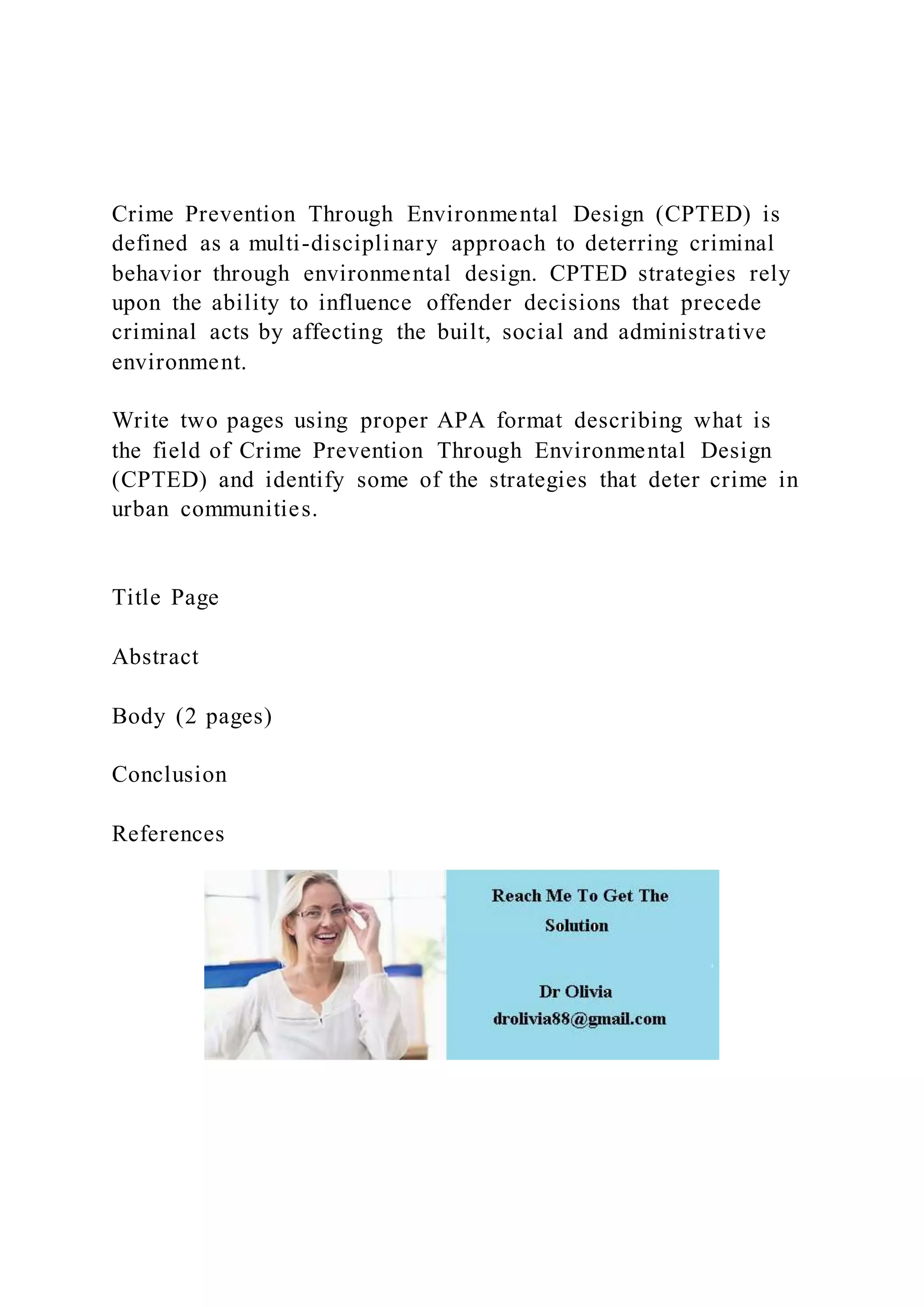 Crime Prevention Through Environmental Design (CPTED) is defined | PDF