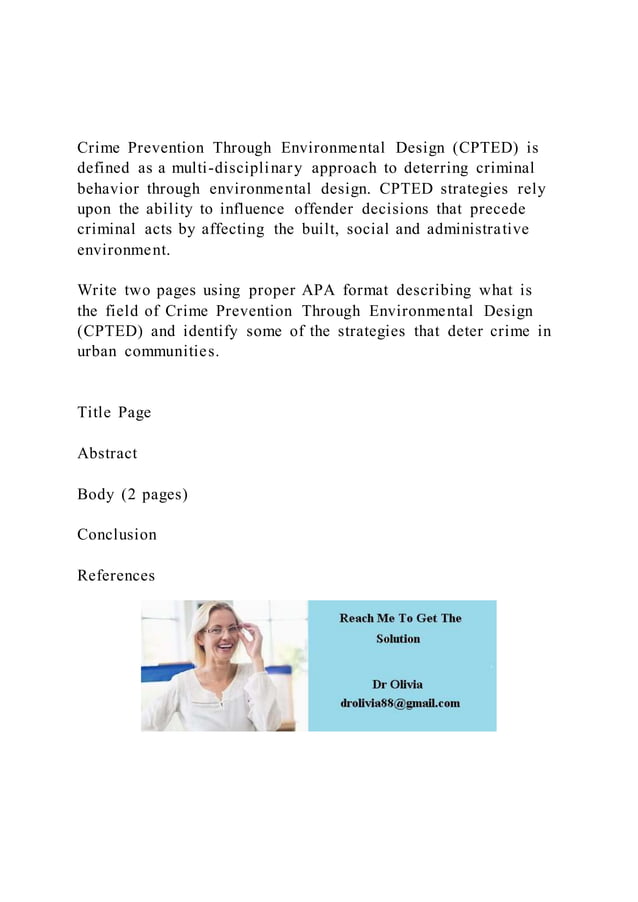 Crime Prevention Through Environmental Design (CPTED) is defined | DOCX