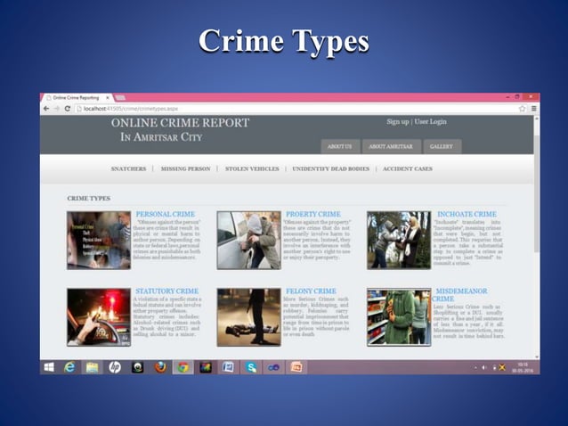Project Report On Online Crime Management Application | PPTX ...