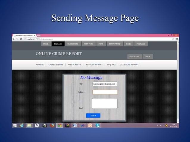 Project Report On Online Crime Management Application | PPTX | Databases | Computer Software and ...