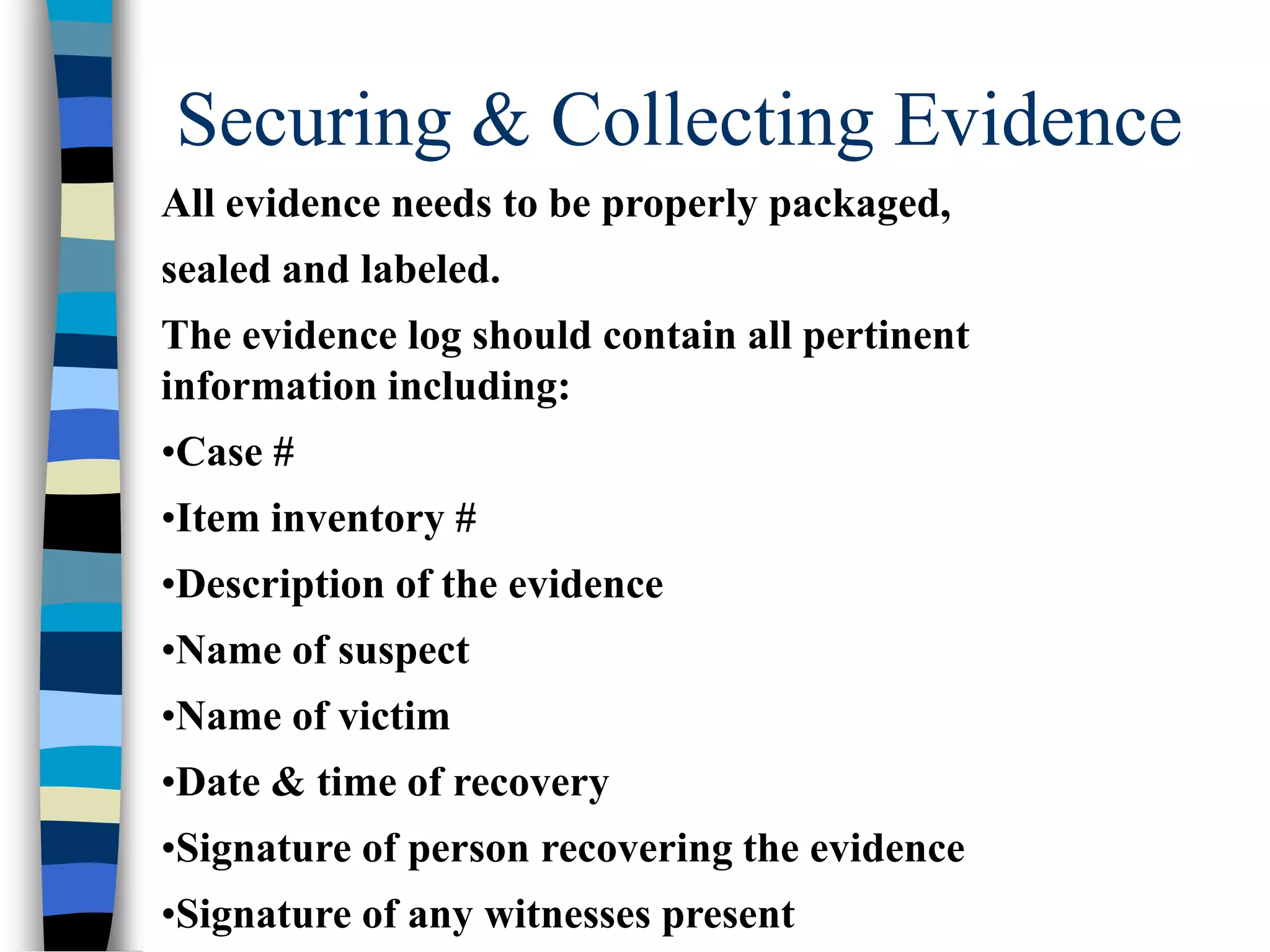 Crime Scenc Investigation Evidence Collection | PPTX