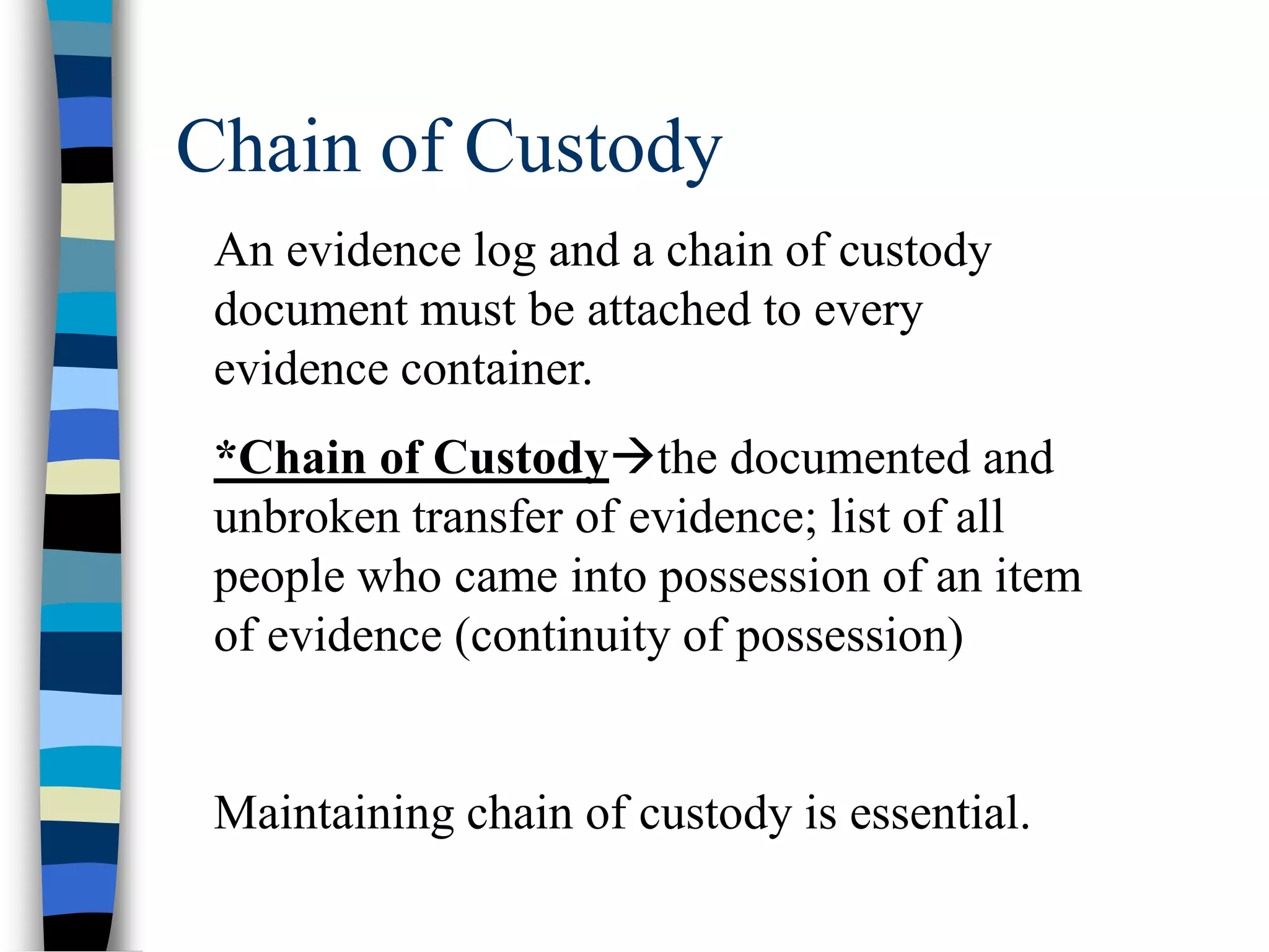 Crime Scenc Investigation Evidence Collection | PPTX