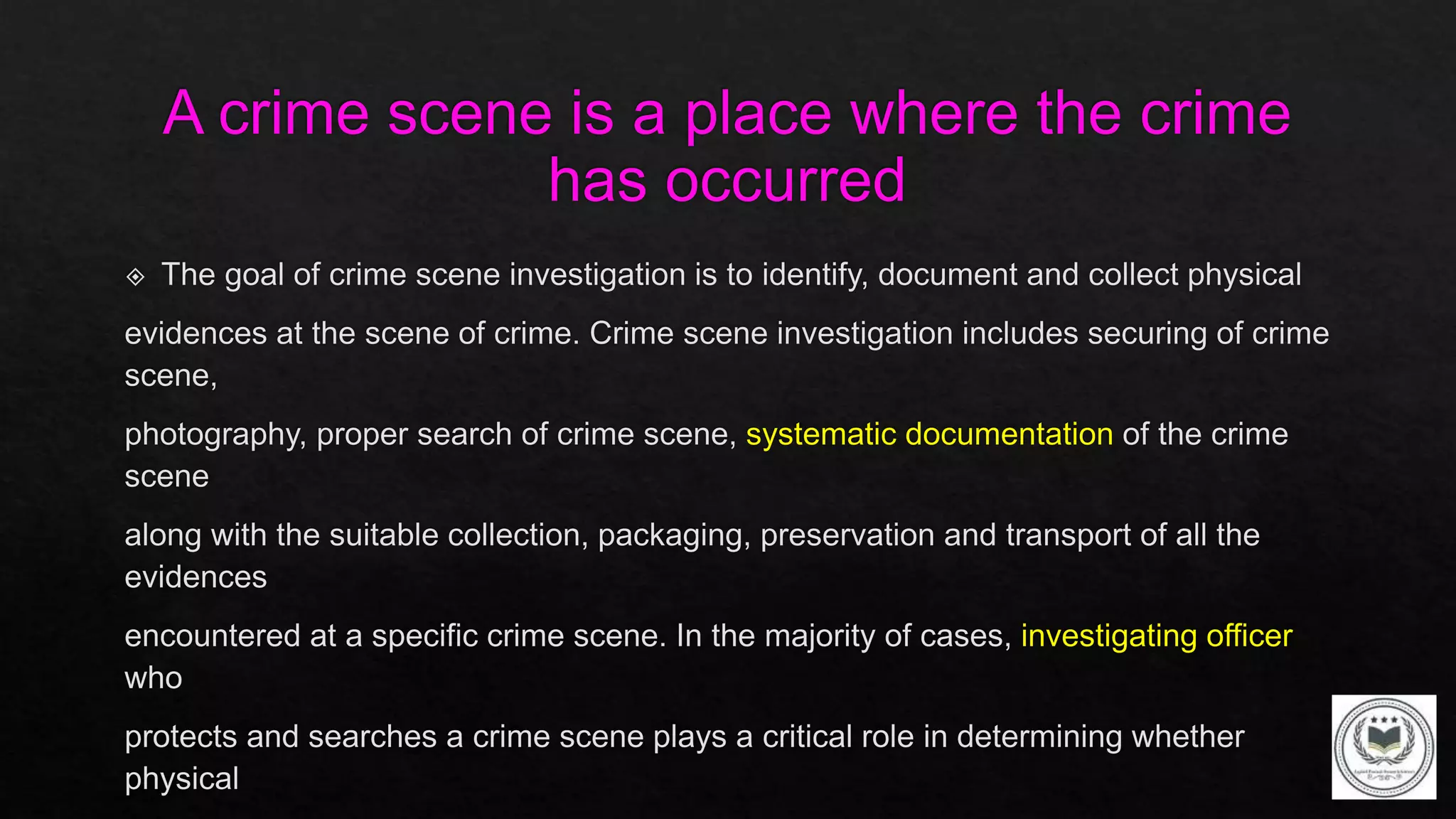Crime Scene Documentation | PPTX | Crime & Harmful Acts to Individuals ...