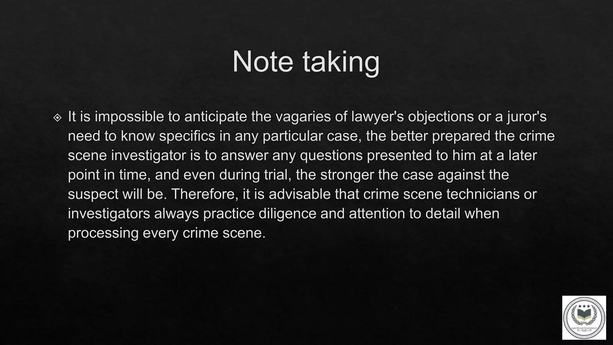 Crime Scene Documentation | PPTX | Crime & Harmful Acts to Individuals, Society & Human Right ...