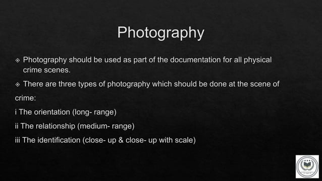 Crime Scene Documentation | PPTX | Crime & Harmful Acts to Individuals ...