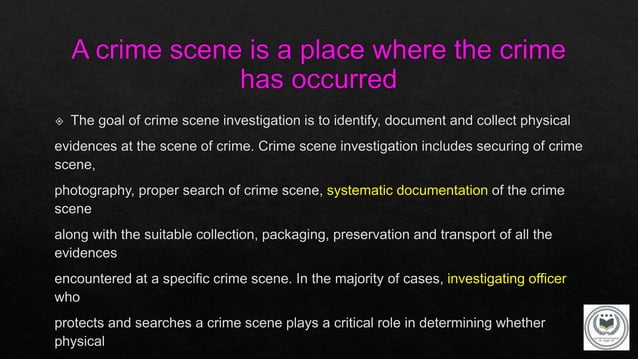 Crime Scene Documentation | PPTX | Crime & Harmful Acts to Individuals ...