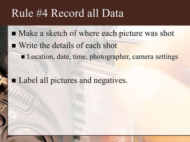 Crime_Scene_Photography.ppt | Cameras and Camcorders | Consumer Electronics