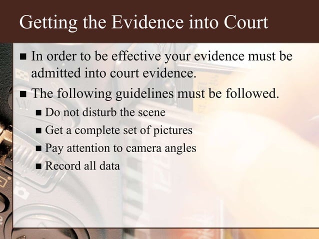 Crime_Scene_Photography.ppt | Cameras and Camcorders | Consumer Electronics