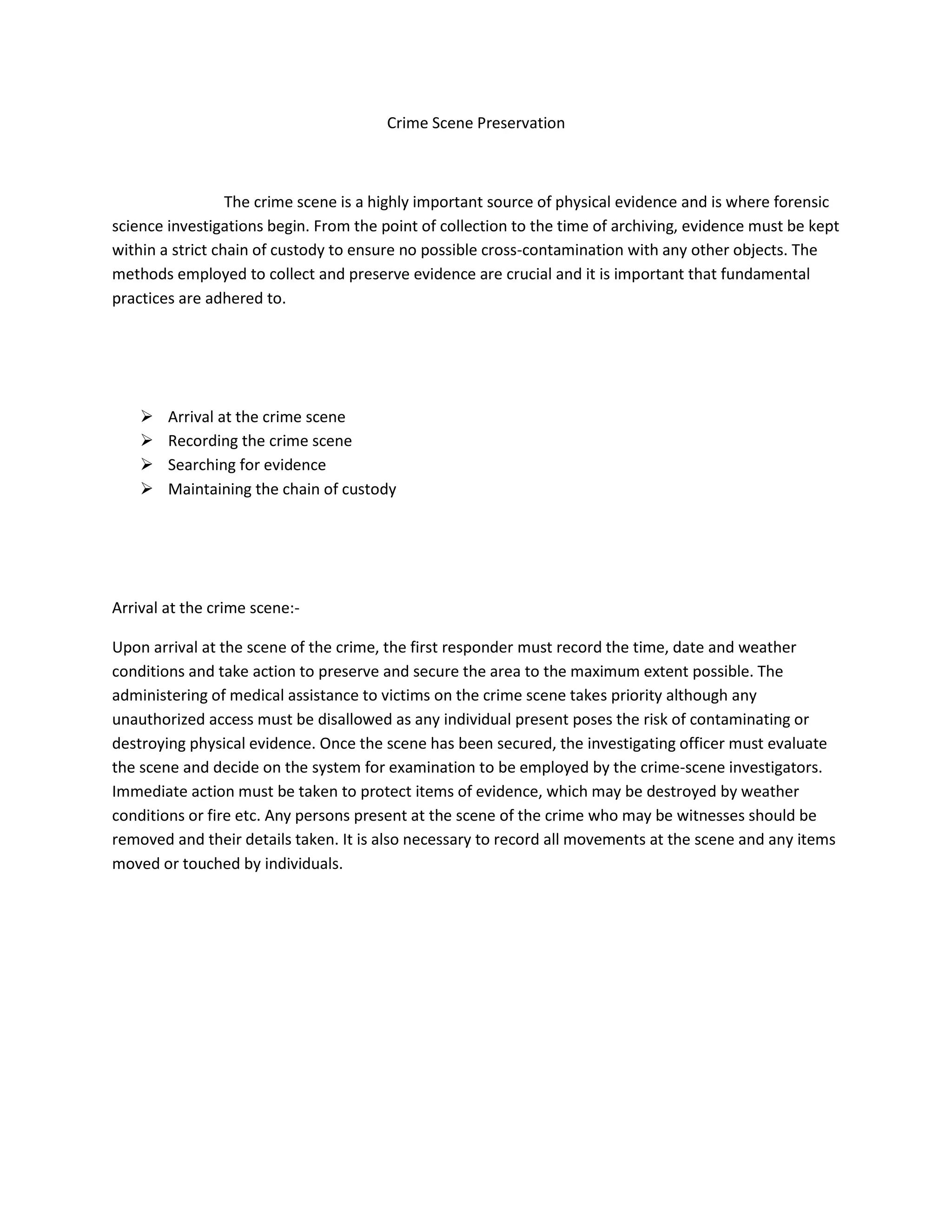 Crime scene preservation | DOCX