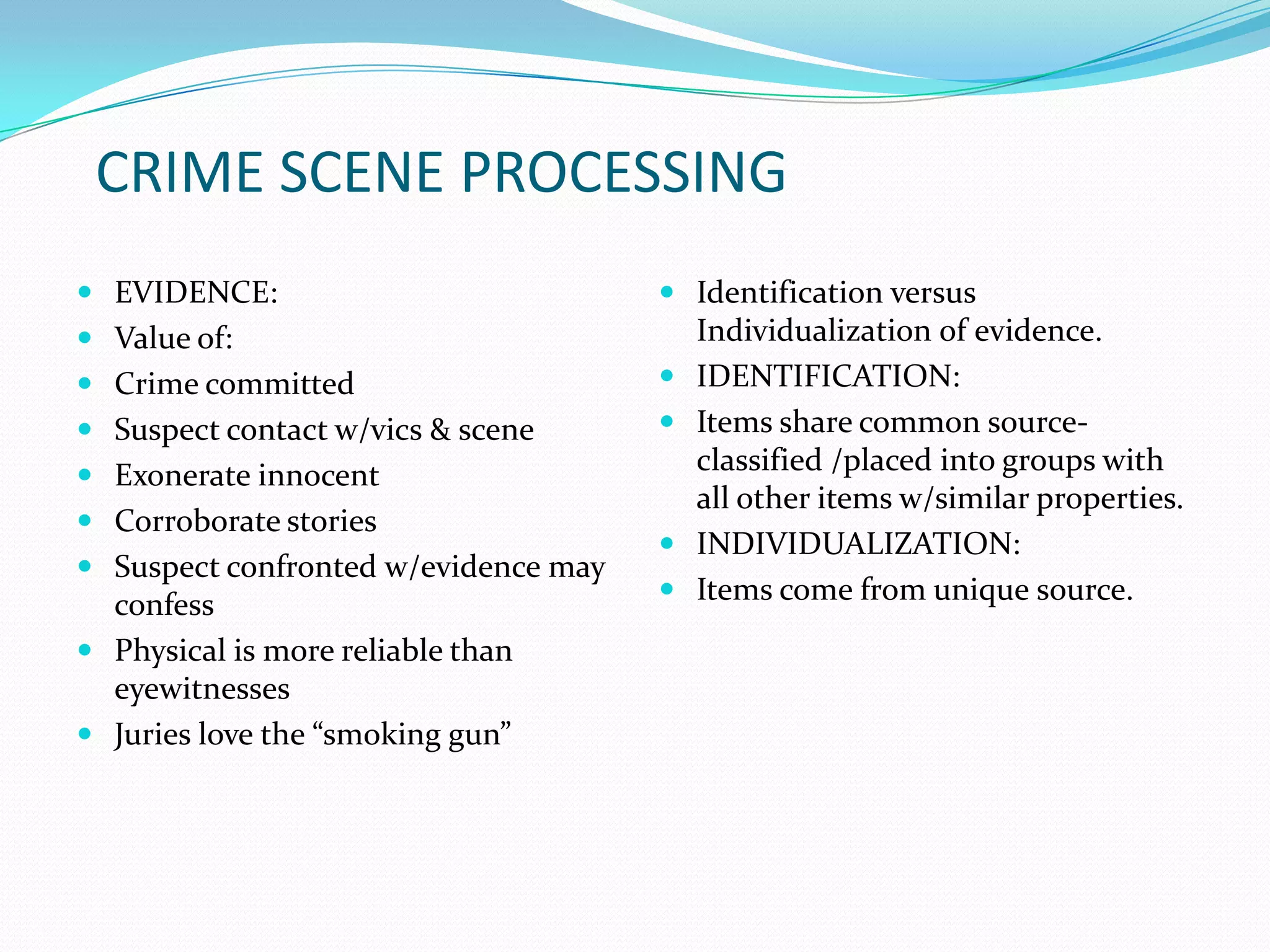 Crime Scene Processing Ol | PPTX